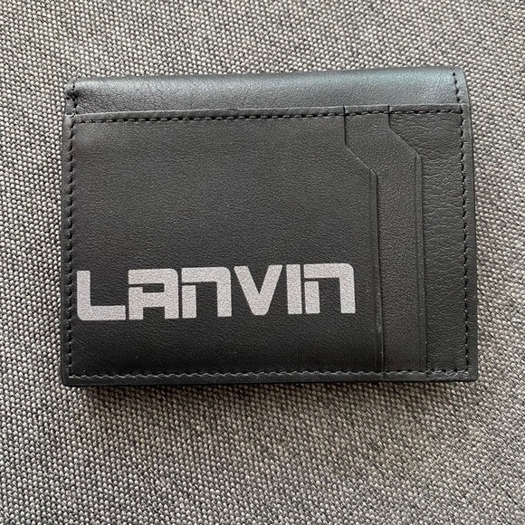 Lanvin | Bags | Lanvin Men Logo Embossed Leather Billfold Wallet Black ...